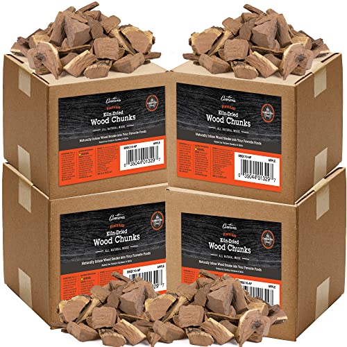 Camerons Smoking Wood Chunks Bulk Box (Apple) ~ 40 Pound Box Value Pack- Kiln Dried BBQ Large Cut Chips - 100% All Natural Barbecue Smoker Chunks for Smoking Meat…