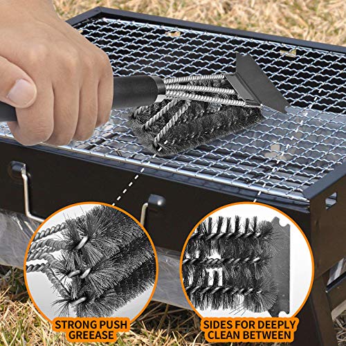 JUEMINGZI Grill Brush Bristle Free & Scraper - Ideal BBQ Cleaner Accessories -100% Rust Resistant Stainless Steel Barbecue Cleaner -Ideal for Gas,Charcoal, All Grilling Grates | Accessories Gift