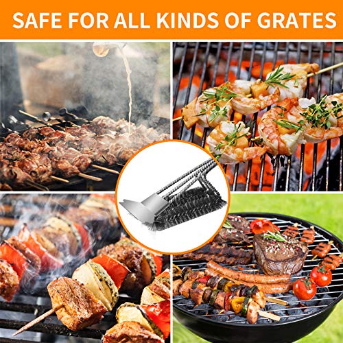 JUEMINGZI Grill Brush Bristle Free & Scraper - Ideal BBQ Cleaner Accessories -100% Rust Resistant Stainless Steel Barbecue Cleaner -Ideal for Gas,Charcoal, All Grilling Grates | Accessories Gift