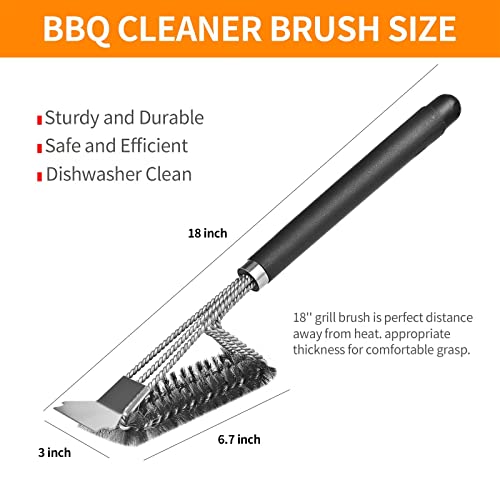 JUEMINGZI Grill Brush Bristle Free & Scraper - Ideal BBQ Cleaner Accessories -100% Rust Resistant Stainless Steel Barbecue Cleaner -Ideal for Gas,Charcoal, All Grilling Grates | Accessories Gift