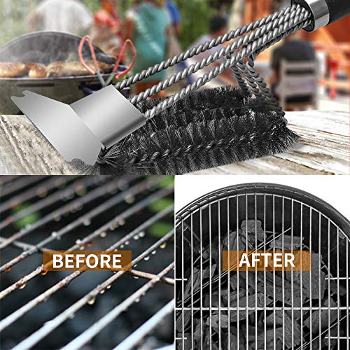 JUEMINGZI Grill Brush Bristle Free & Scraper - Ideal BBQ Cleaner Accessories -100% Rust Resistant Stainless Steel Barbecue Cleaner -Ideal for Gas,Charcoal, All Grilling Grates | Accessories Gift