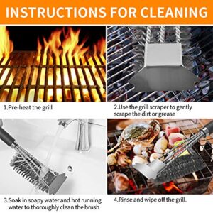 JUEMINGZI Grill Brush Bristle Free & Scraper - Ideal BBQ Cleaner Accessories -100% Rust Resistant Stainless Steel Barbecue Cleaner -Ideal for Gas,Charcoal, All Grilling Grates | Accessories Gift