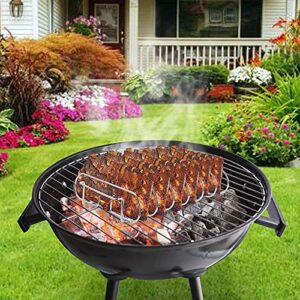 Large Rib Rack for Smoking - 6 Slots Rib Racks for Grilling - Easy to Use and Clean BBQ Rib Rack for Grill - Premium Durable Rib Rack Stainless Steel