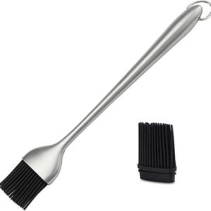 JXS Silicone Sauce Basting Brush, 12 Inch Sturdy BBQ Basting Brush with Stainless Steel Handles