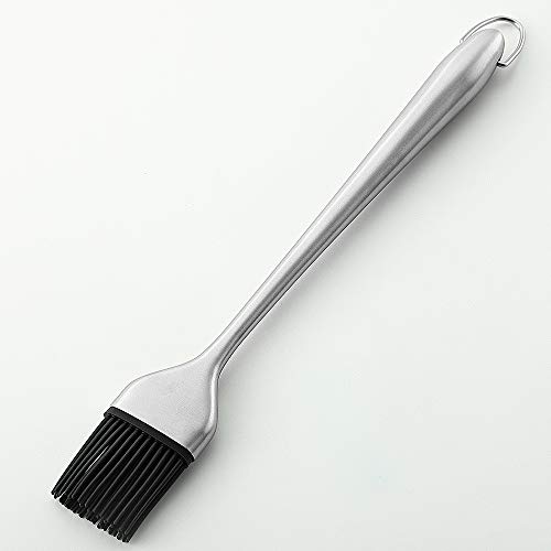 JXS Silicone Sauce Basting Brush, 12 Inch Sturdy BBQ Basting Brush with Stainless Steel Handles