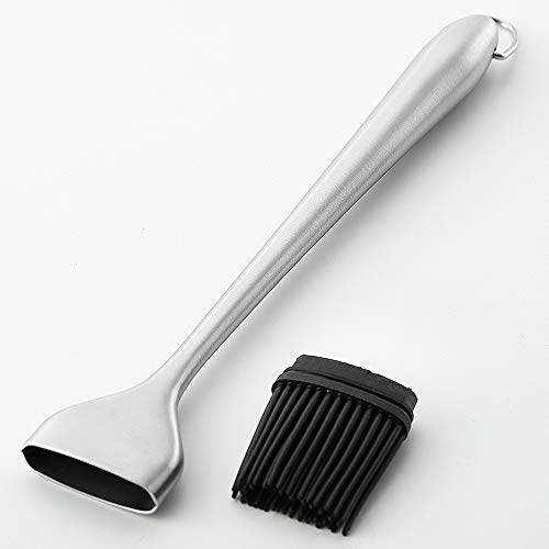 JXS Silicone Sauce Basting Brush, 12 Inch Sturdy BBQ Basting Brush with Stainless Steel Handles