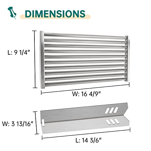 Kalomo 16”Grill Grate Replacement Heat Plates Shield BBQ Gas Grill Parts for 4 Burner Dyna-Glo DGF493BNP DGF493PNP DGB494SPB, Kenmore 146.23678310 146.23681310 146.23679310, Backyard BY13-101-001-12