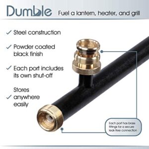 Dumble Propane Distribution Port - Propane Splitter Manifold, Grill Gas Valve with Shutoff, Propane Extension 3-Way Post