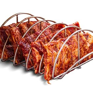 BBQ Rib Racks for Smoking, Classic Joe, BGE Grill Expander Rack Accessories - Optimizes Grilling Space, Standing Roast Rack Allows for more Even Cooking, Works with 18" or Larger Size Grill, Stainless