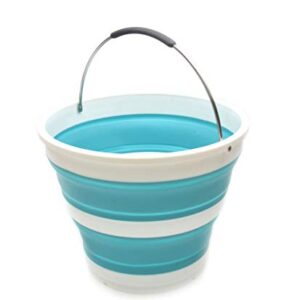 SAMMART 10L / 2.64 Gallon Collapsible Plastic Bucket - Foldable Round Tub - Portable Fishing Water Pail - Space Saving Outdoor Waterpot, Size 31cm Dia (1, Bright Blue)