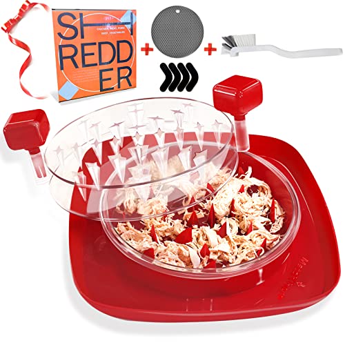 Updated Chicken Shredder, Multifunctional Meat Shredder, Chicken Shredder Tool for Beef Pork Chicken Vegetables Hard Cheese - Reasonable Designed, Works and Clean Easily, Food Grade Material (Red)