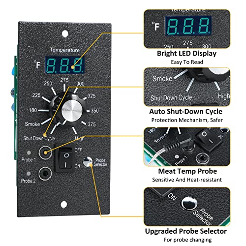 Apromise Replacement Parts for Traeger Grill - Upgraded Digital Thermostat Controller with 2 Meat Probes & 2 Meat Thermometer Probe Clips & 1 RTD Temperature Sensor for Traeger Replacement Parts