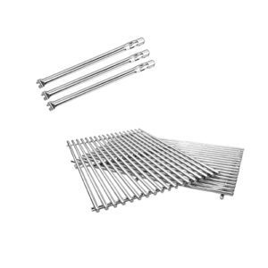 qulimetal 304 stainless steel grill burner and sus304 9mm for weber genesis 300 series (2011-2016), genesis e310 e320 e330 s310 s320 s330 gas grills with front control panel