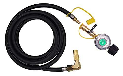 METER STAR QCC Propane Gas Grill Regulator 1/4" Quick Connect Cylinder Adapter and 12 Foot 1/4' Quick Connect Liquid Propane Hose Fitting Kit Elbow Adapter Only for Blackstone 17"/22" Griddle