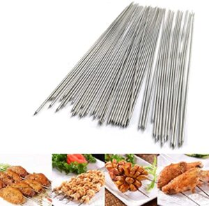 20 pieces stainless steel skewers, bbq skewers, meat skewers, stainless steel skewers, reusable bbq skewers, kebabs – 35cm