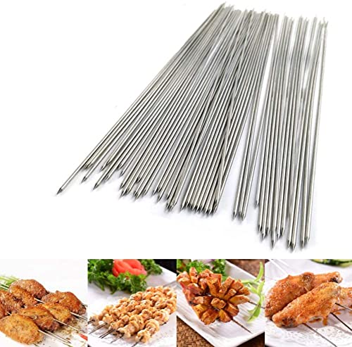 20 Pieces Stainless Steel skewers, BBQ skewers, Meat skewers, Stainless Steel skewers, Reusable BBQ skewers, Kebabs - 35cm