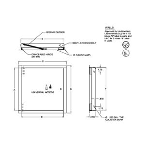 Acudor FB-5060 Non-Insulated Fire Rated Access Door 16 x 16, White