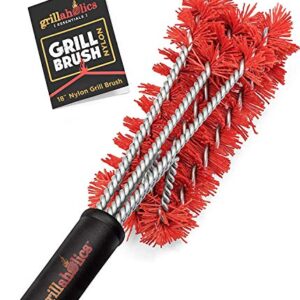 Grillaholics Essentials Nylon Grill Brush - Bristle Free Alternative - Nylon Cold Scrub Technology Cleans Between The Grates - Lifetime Manufacturer's Warranty