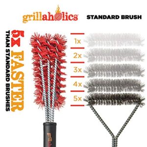 Grillaholics Essentials Nylon Grill Brush - Bristle Free Alternative - Nylon Cold Scrub Technology Cleans Between The Grates - Lifetime Manufacturer's Warranty