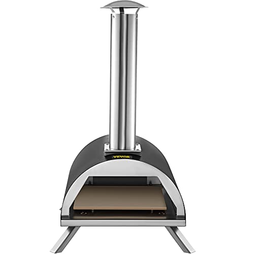 VEVOR Outdoor Pizza Oven 12",Wood Fired Oven with Feeding Port,Wood Pellet Burning Pizza Maker Ovens 932℉Max Temperature Stainless Steel Portable Pizza Ovens with Accessories for Outdoor Cooking.