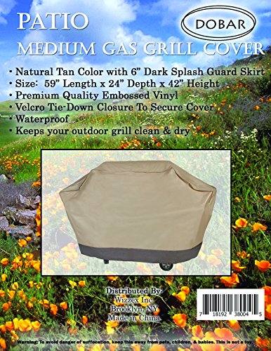 Dobar Heavy Duty Waterproof Vinyl Grill Cover - 59 Inch Medium