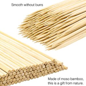 FOCUS FLAME Bamboo Appetizer Skewer 110 PCS 6 IN Stick Fruit Kabob Grill Skewer Toothpicks Φ=4 MM Caramel Apples Wood Stick for Cocktail Chocolate Fountain Campfire Party Barbecue Kitchen BBQ Skewer