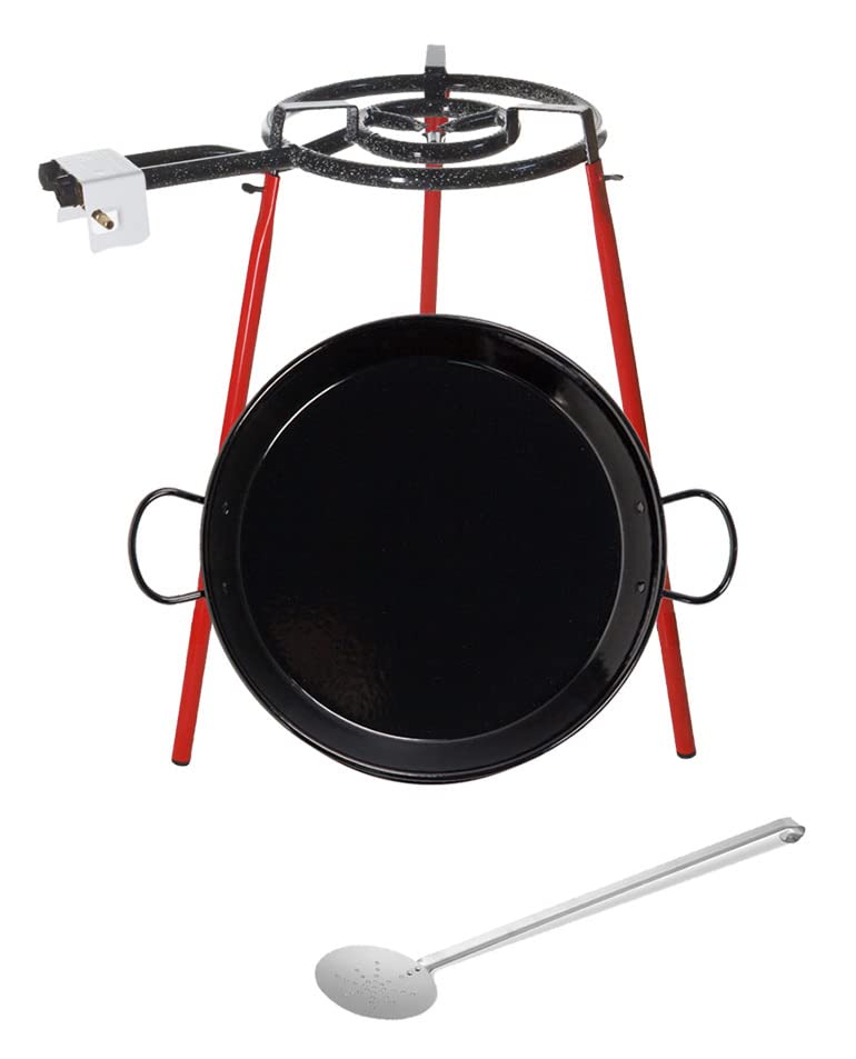 Vaello 18" Outdoor Paella Set for up to 12 people with gas burner, rust-free non-stick FREE Spatula