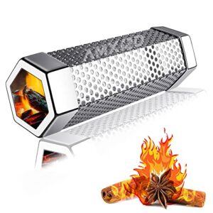 amxrd pellet smoker tube, premium 6 inch 304 stainless steel bbq wood smoke tube for all grills or smoker, dishwasher safe