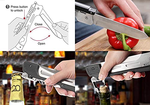 Lichamp 6-in-1 BBQ Multi Tool Set, Folding BBQ Tool Stainless Steel, Folding Grill Tool for Outdoor BBQ Grill