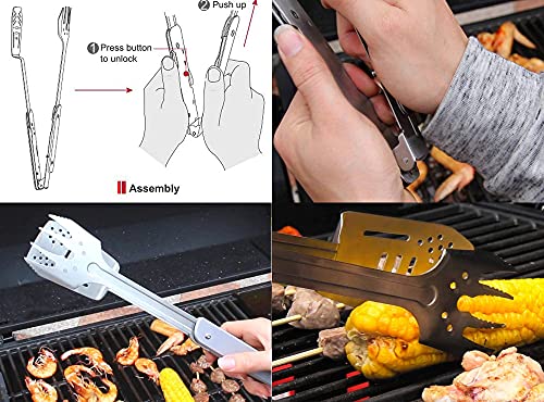 Lichamp 6-in-1 BBQ Multi Tool Set, Folding BBQ Tool Stainless Steel, Folding Grill Tool for Outdoor BBQ Grill