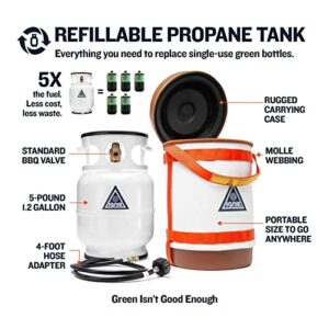 Ignik Refillable Gas Growler Deluxe 5-Pound Propane Tank with Carry Case and Adapter Hose, Natural