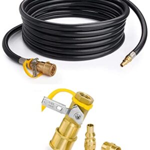 GASPRO 20 Feet Propane Quick Connect Hose, and 1/4 Inch RV Propane Quick Connect Fittings, Connect Propane Grill to Camper, Trailer and RV, Low Pressure