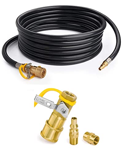 GASPRO 20 Feet Propane Quick Connect Hose, and 1/4 Inch RV Propane Quick Connect Fittings, Connect Propane Grill to Camper, Trailer and RV, Low Pressure