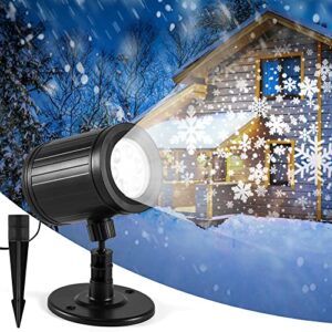 christmas snowflake projector lights, blofun indoor outdoor holiday projector lights weatherproof led snowfall lights for halloween xmas party wedding garden landscape decoration…