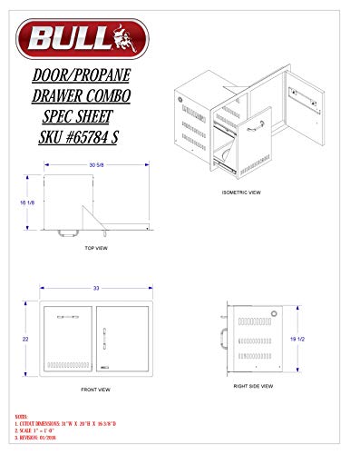 Bull Outdoor Products 65784 Door/Propane Drawer Combo, Stainless Steel