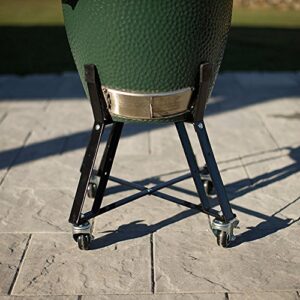 Rolling Cart Nest With Heavy Duty Locking Caster Wheels Powder Coated Steel Rolling Outdoor Cart For Large Big Green Egg Kamado Classic Joe Grill Stand Cooking Accessories Raise Egg Round Pit