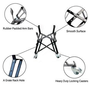 Rolling Cart Nest With Heavy Duty Locking Caster Wheels Powder Coated Steel Rolling Outdoor Cart For Large Big Green Egg Kamado Classic Joe Grill Stand Cooking Accessories Raise Egg Round Pit