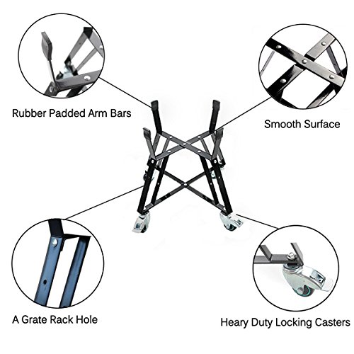 Rolling Cart Nest With Heavy Duty Locking Caster Wheels Powder Coated Steel Rolling Outdoor Cart For Large Big Green Egg Kamado Classic Joe Grill Stand Cooking Accessories Raise Egg Round Pit