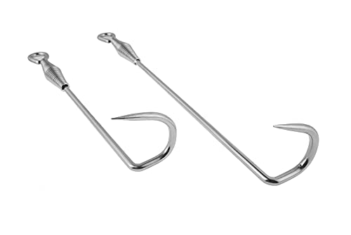 AJinTeby Food Flipper Hooks, Stainless Steel BBQ Turner Hooks Flips Meat Steak or Fish - 18-inch and 14-inch Meat Hooks Flipper