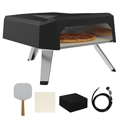 BBQration Portable Gas Pizza Oven-Outdoor Pizza Ovens with Pizza Stone, Gas Hose, Pizza Peel and Cover for Camping Outdoor Kitchen