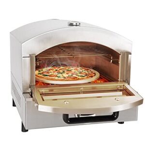 BNDHKR Gas Pizza Oven Stainless Steel Pizza Maker with 12 Inch Round Pizza Stone Portable Pizza Baker for Party and Outdoor Cooking,16.73 x 18.7 x 15.75 inches