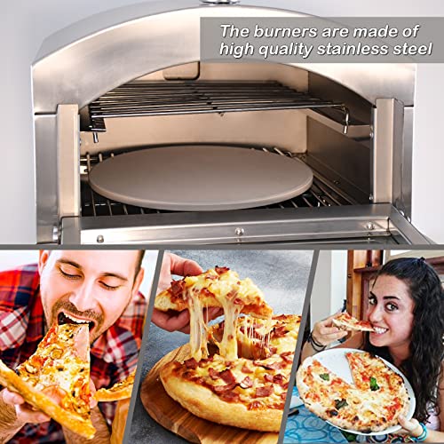 BNDHKR Gas Pizza Oven Stainless Steel Pizza Maker with 12 Inch Round Pizza Stone Portable Pizza Baker for Party and Outdoor Cooking,16.73 x 18.7 x 15.75 inches