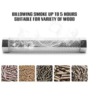 BEWAVE Pellet Smoker Tube for All Grill Electric Gas Charcoal or Smokers Hot/Cold Smoking, Free Tube Brush, 6&12 Inch