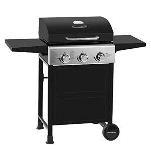 master cook classic liquid propane gas grill, 3 bunner with folding table, black