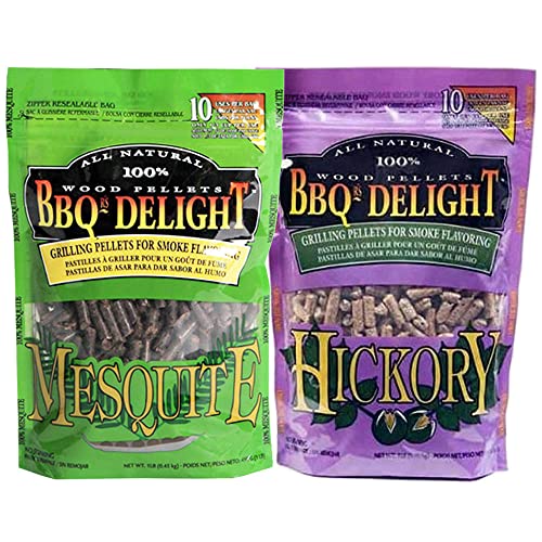 BBQr's Delight 2 Pack Mesquite & Hickory Natural Wood Grilling Pellets 1lb Bags