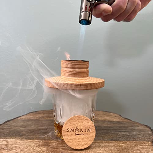 Cocktail Smoker with Solid Oak Smoke Top & 4 Wood Chip Flavors (cherry, pecan, apple, & oak wood chips) Gifts for Smokers | Whiskey Smoker Kit | Old Fashioned Cocktail Kit | Bourbon Smoker Kit