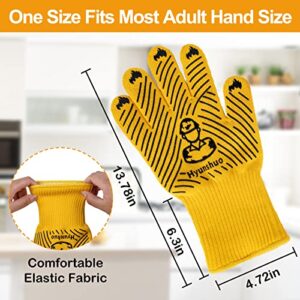 Hyunshuo Ultimate Heat-Resistant BBQ Gloves - Grill, Smoke, and Bake Safely up to 1472°F with Non-Slip Grip, Flexible and Comfortable Design, and Easy-to-Clean Materia