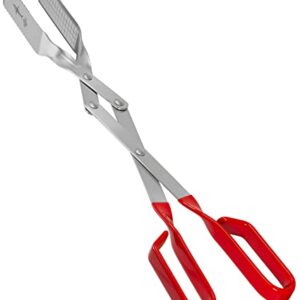 Shark BBQ Grilling Tongs: Extra long reach for outdoor grill & kitchen. Best cooking accessories for charcoal, gas grills & smoker. Perfect stainless steel gift for dad. Great for indoor cooking (Red)