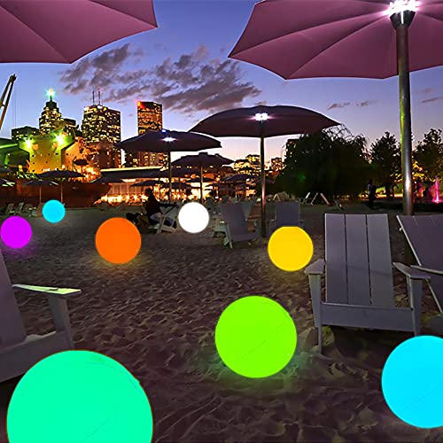 SEMANJLL 2 PCS 16 inch Floating Pool Lights Ball ，16 Color Changing Inflatable LED Pool Ball Light