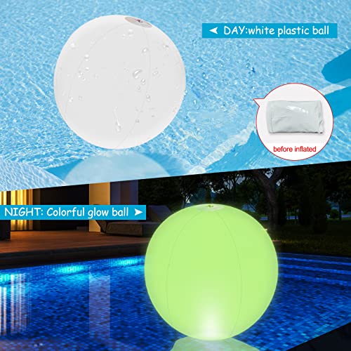 SEMANJLL 2 PCS 16 inch Floating Pool Lights Ball ，16 Color Changing Inflatable LED Pool Ball Light